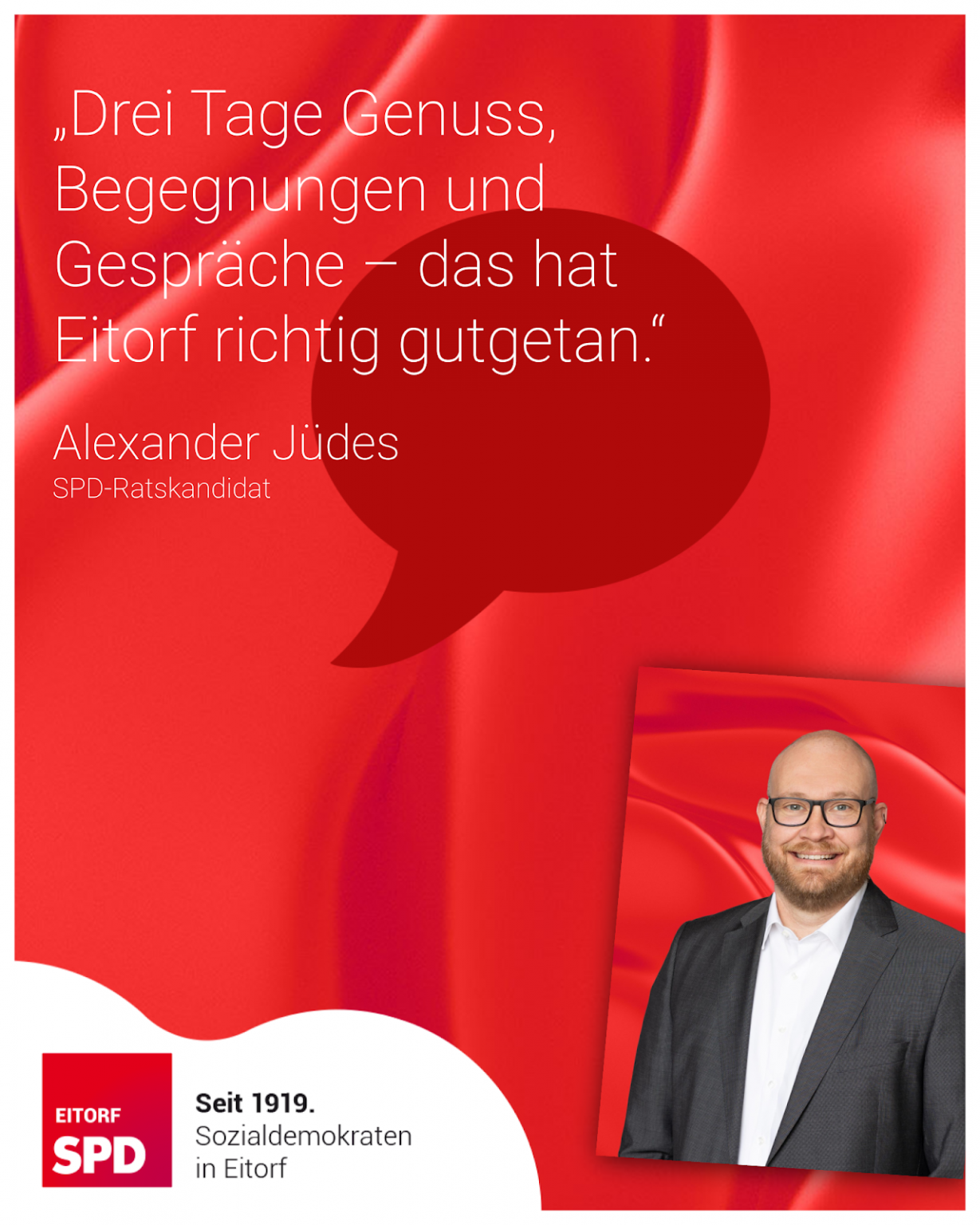 Alexander Jüdes hebt die Atmosphäre des Weinfestes hervor: – SPD Eitorf